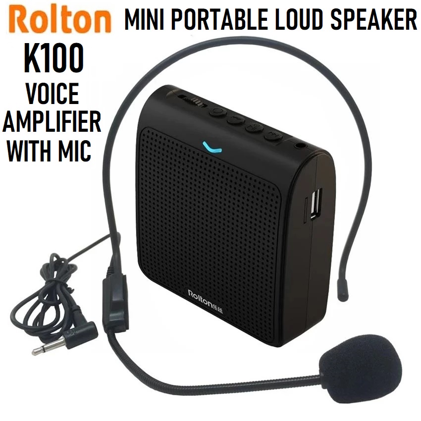 Rolton K100 Loud Speaker Audio Amplifier with Wired Mic | Shopee Singapore