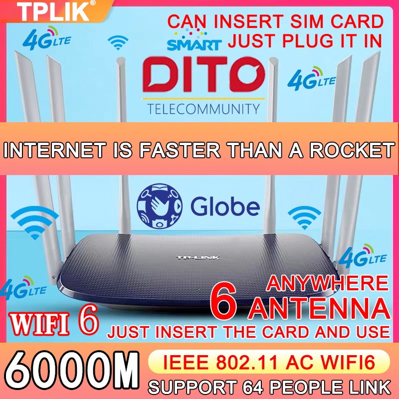 Ultra 4G internet speed router wifi sim 6 Antennas 1.9Gbps Wireless ...