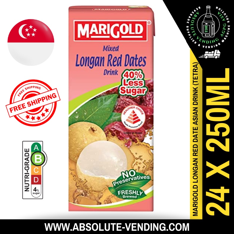 MARIGOLD Asian Drink Longan Red Date 250ML X 24 (TETRA) | Shopee Singapore