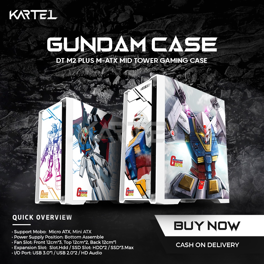 GUNDAM CASE WHITE GAMING Case PC Casing Gundam DT M2 Plus M-ATX MID ...