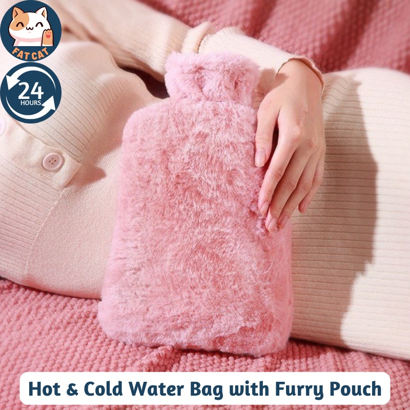[SG Stock] Hot & Cold Water Bag with Furry Pouch Menstrual Period Cramp ...