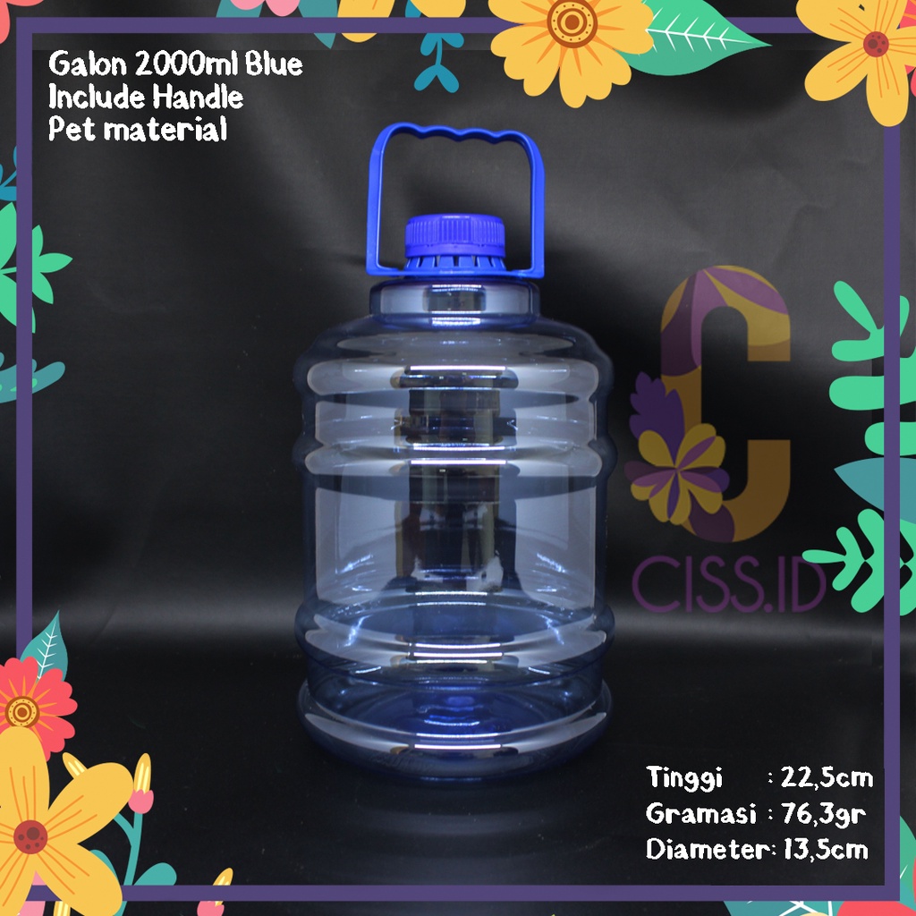 MINI GALLON 2000ML 2 LITER BLUE PLASTIC WATER PACKAGING ZAMZAM WATER ...