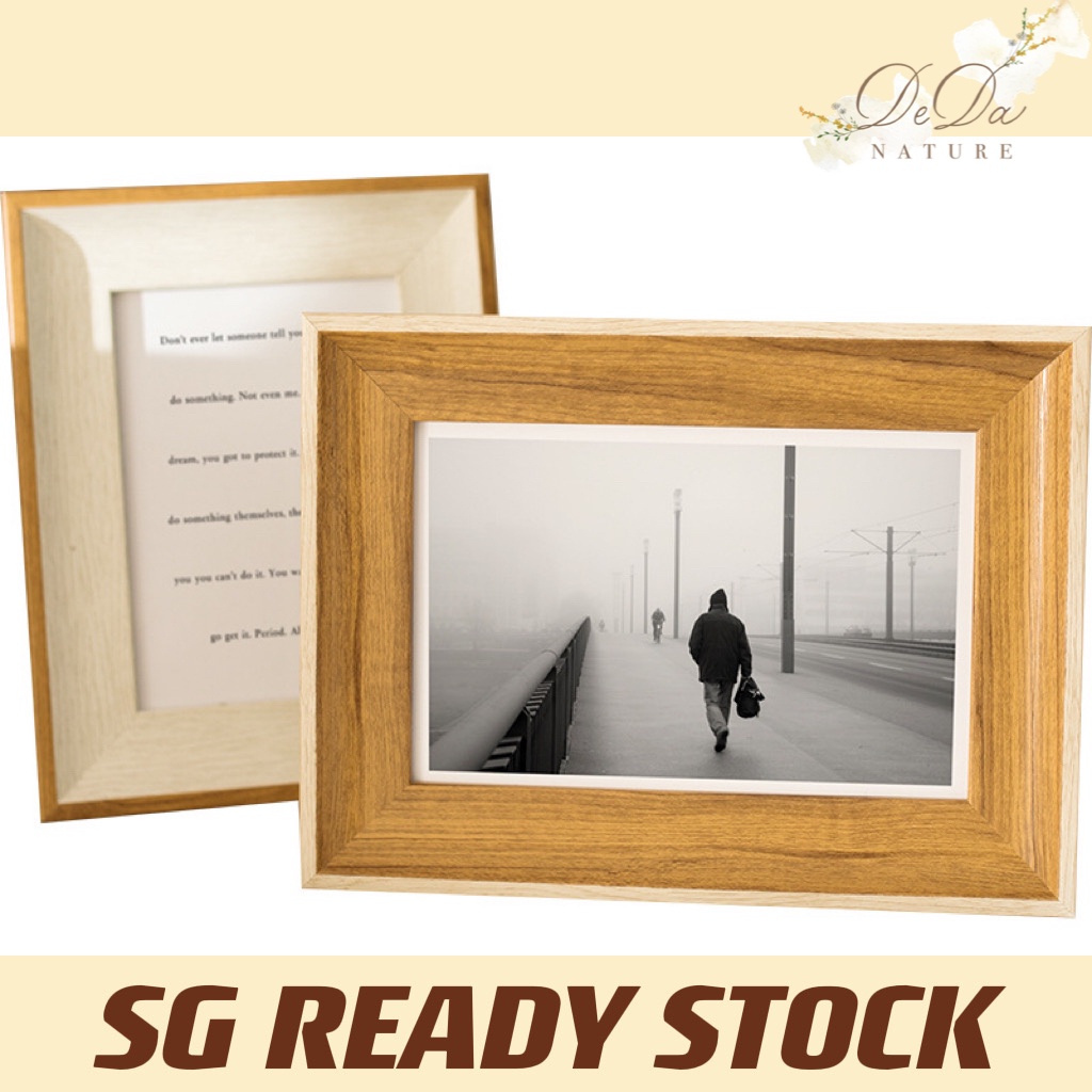 [SG Stock]4R 5R 6R Modern and classic simple Thick Border wood photo frame Table Or Hanging ...