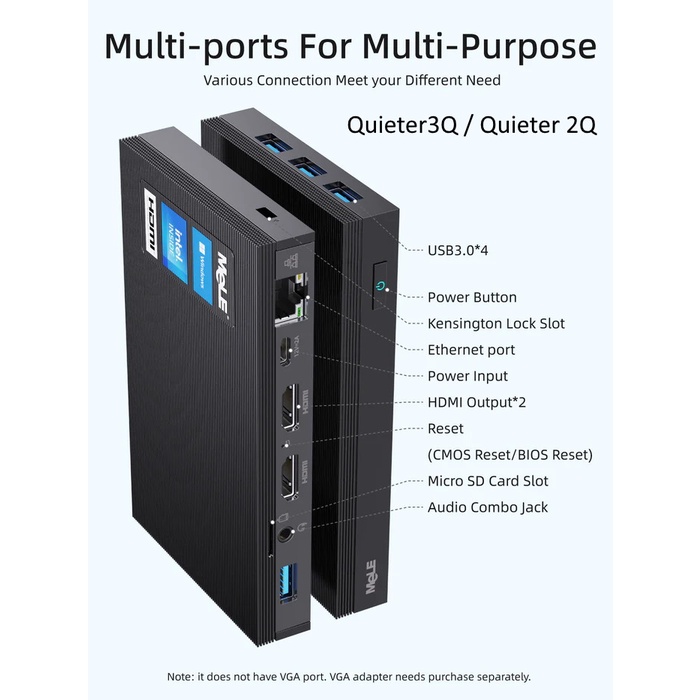 MeLE Quieter2Q / Quieter3Q / PCG02GLE / PCG02pro fanless silent mini PC | Shopee Singapore