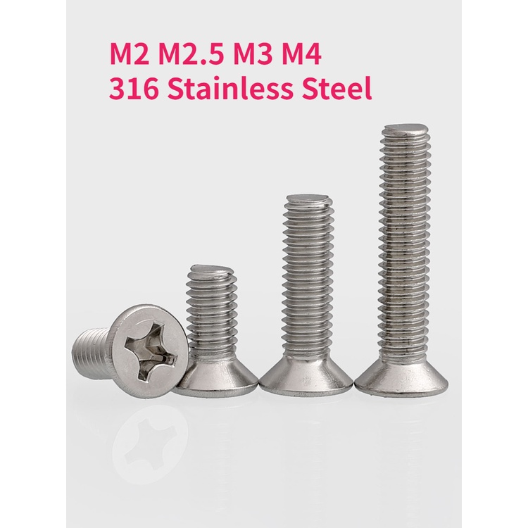 M2 M2.5 M3 M4 316 Stainless Steel Cross Countersunk Head Screws Flat ...