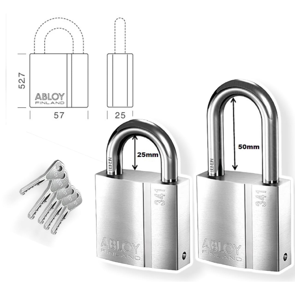 ABLOY PL341 BRASS PADLOCK IN PROFILE KEY (SHORT/LONG SHACKLE) | Shopee Singapore