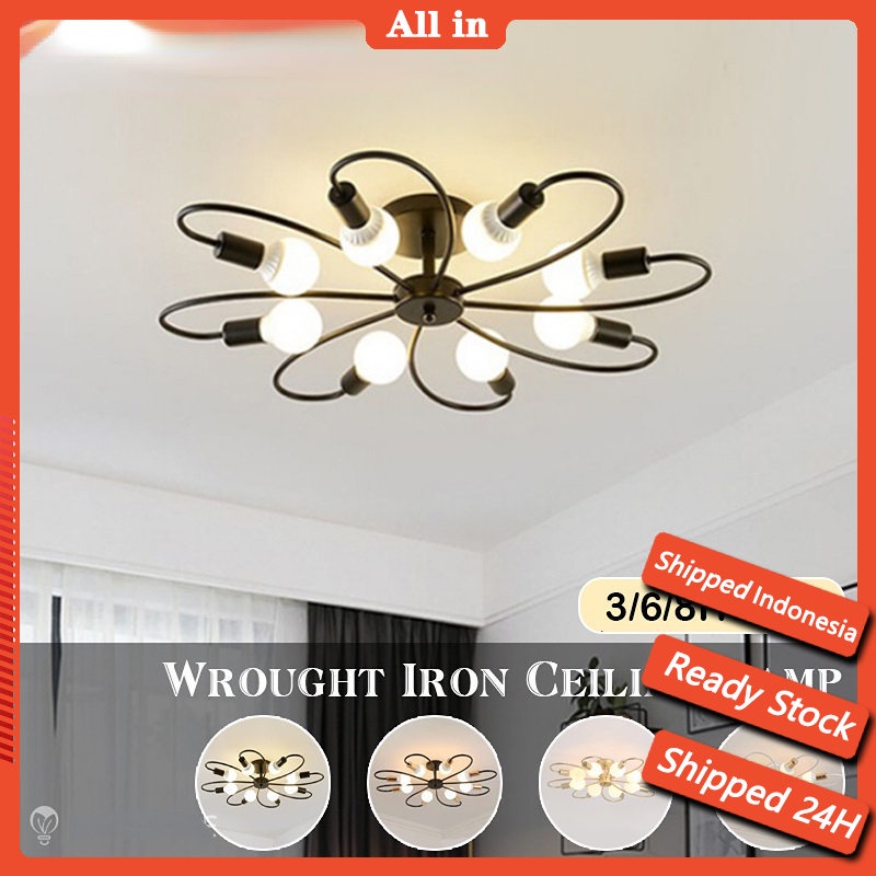 Ceiling lamp 3/6/8 Led E27 Industrial Iron Material For Living Room ...