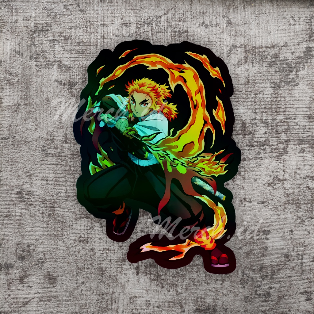 Anime hologram demon slayer Sticker Kyojuro Rengoku | Shopee Singapore
