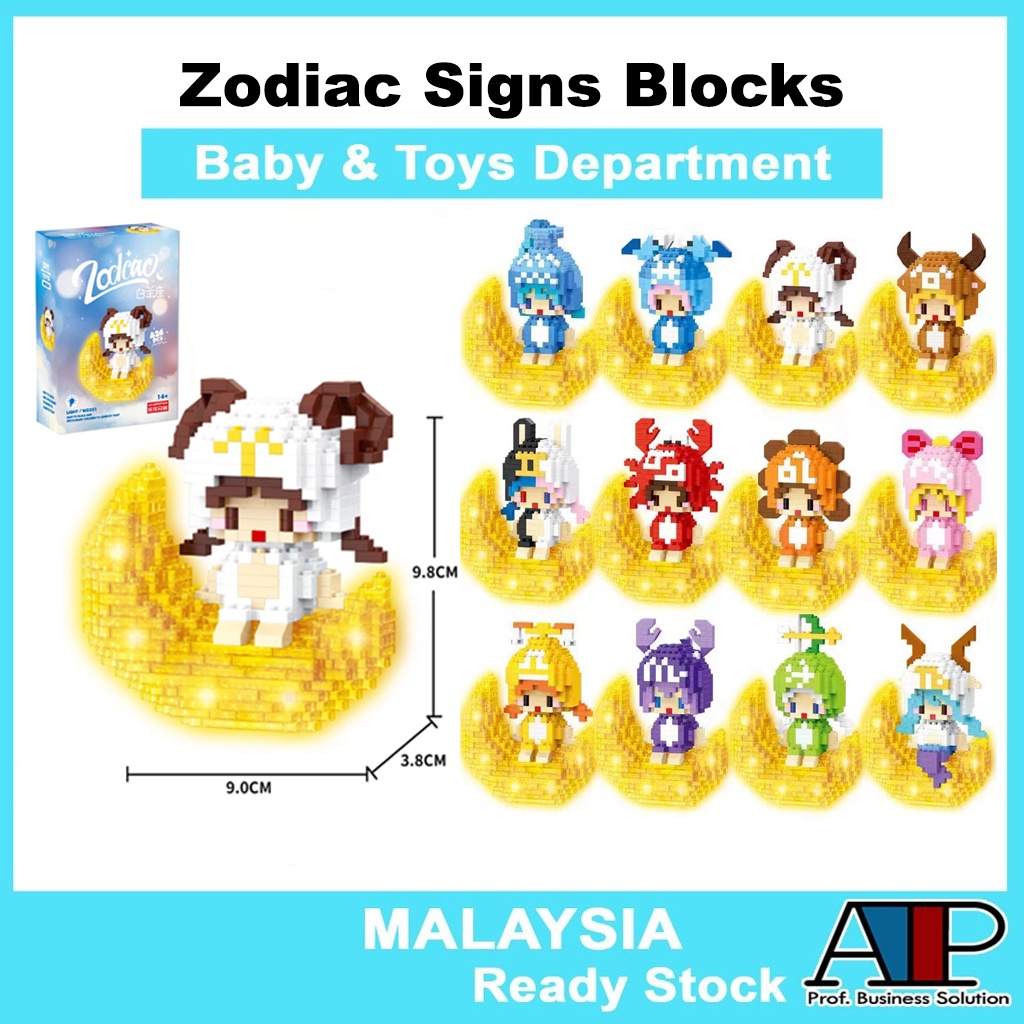 Toy 12 Zodiac Signs Mini Block DIY Model Building Blocks Nano block ...