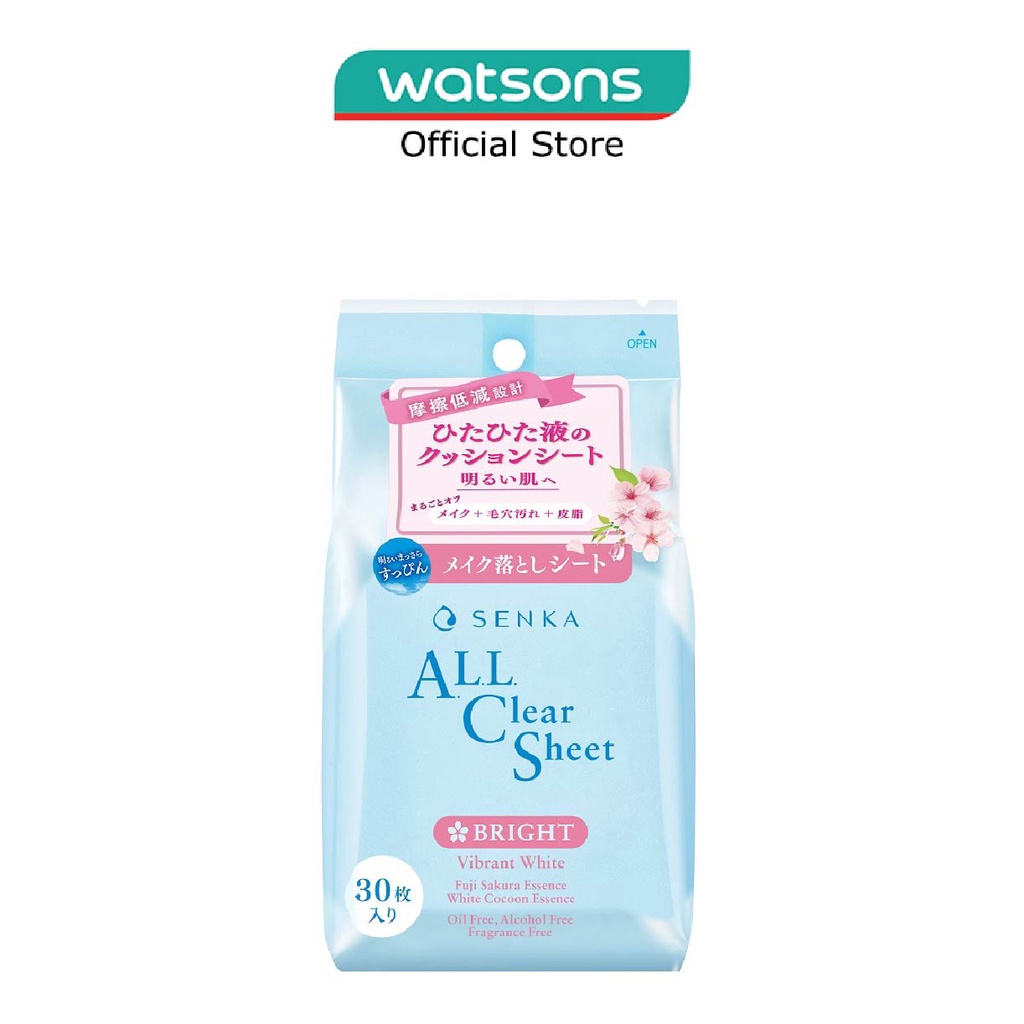 SENKA All Clear Sheet Bright (Remove Makeup For Brighter Skin) 30s ...