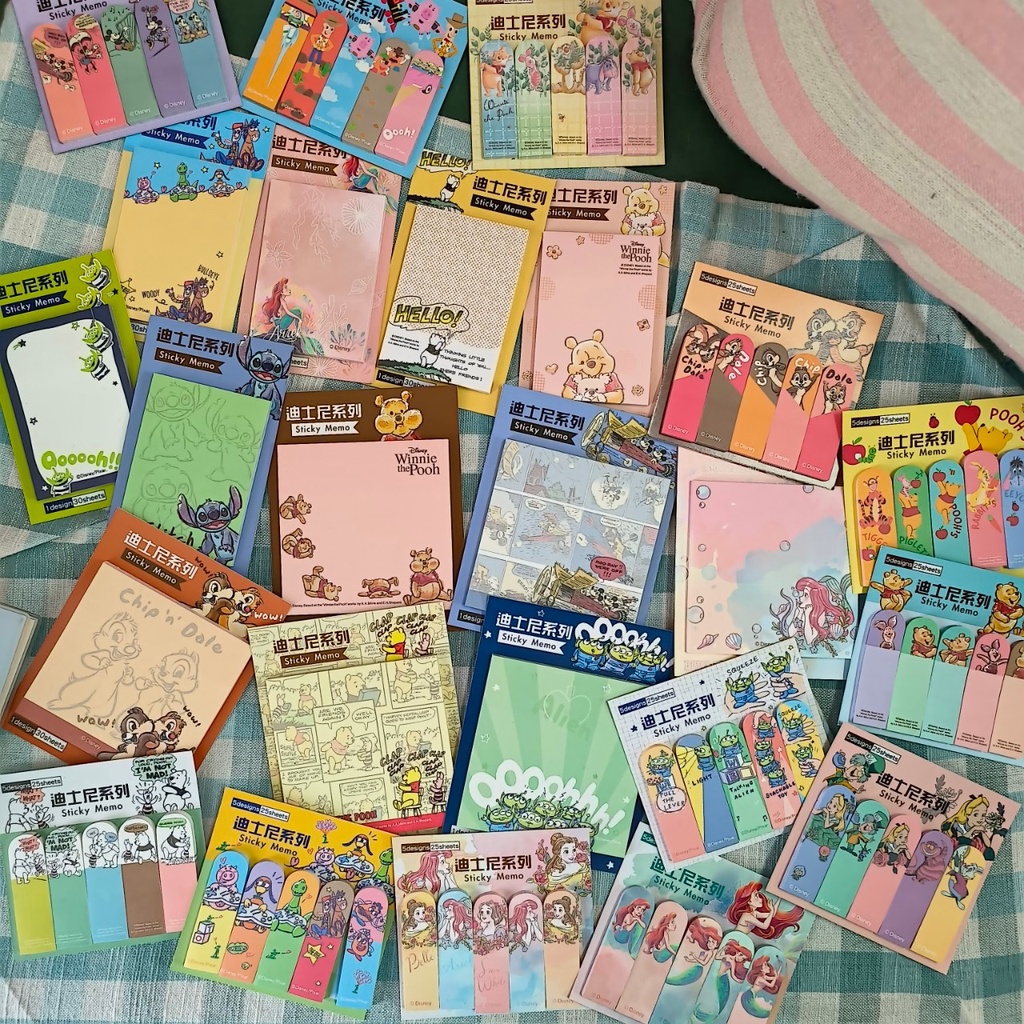 Disney Sticky Notes Label Stickers Instruction Note Mickey Pooh Chip 'N ...