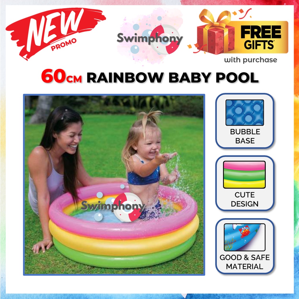 Inflatable Swimming Pool 60cm Rainbow Baby {Swimphony} Kolam Renang ...