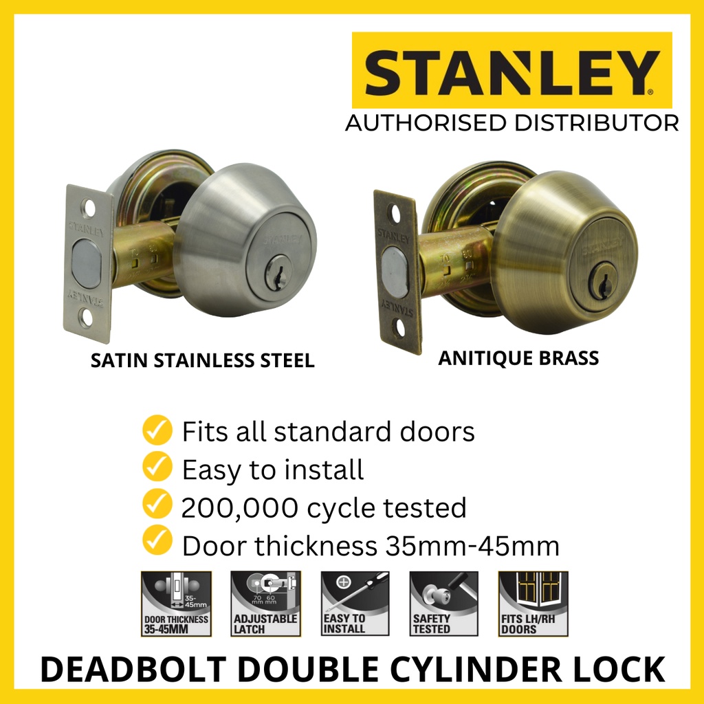 Stanley Deadbolt Double Cylinder Lock 60/70mm/ Deadbolt Lock / Door ...