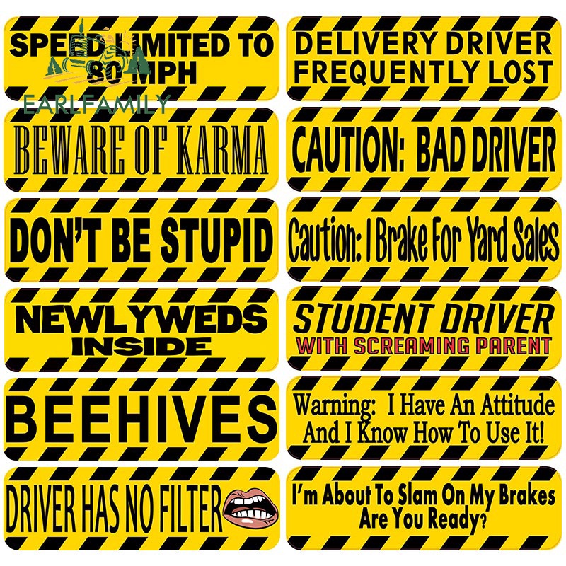 EARLFAMILY 13cm Warning Sign Prompt Slogan Speed Reminder Car Stickers ...