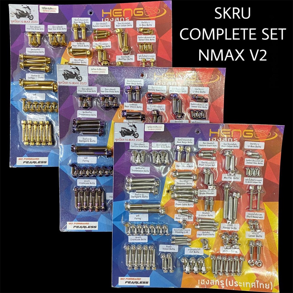 SKRU FULL SET NMAX V2 HENG SKRU TITANIUM STEEL GOLD NMAX V2 COMPLETE ...