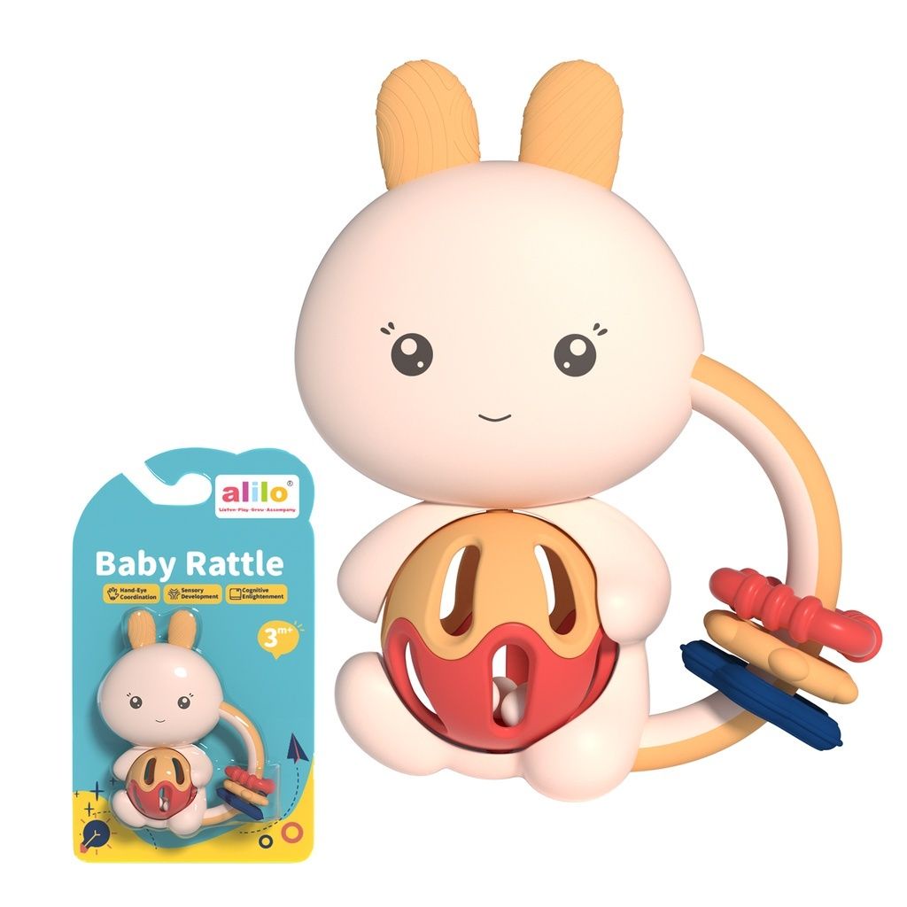 Alilo Baby Rattle Rabbit with Handle for Baby 3 Month Above Toddler ...