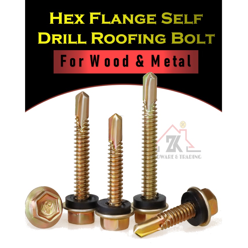 Hex Head Awning Roofing Self Drilling Screw With Rubber Washer Skru ...