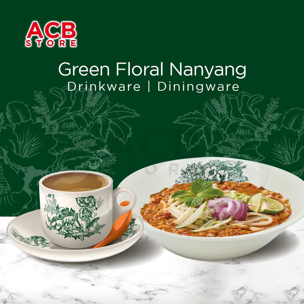 [SG STOCK] Traditional Nanyang Green Floral Coffee Cup | Laksa Bowl ...