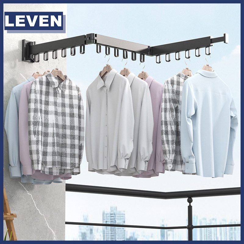 Wall-mounted 3 Folding Drying Rack Aluminum Alloy Balcony Clothes ...