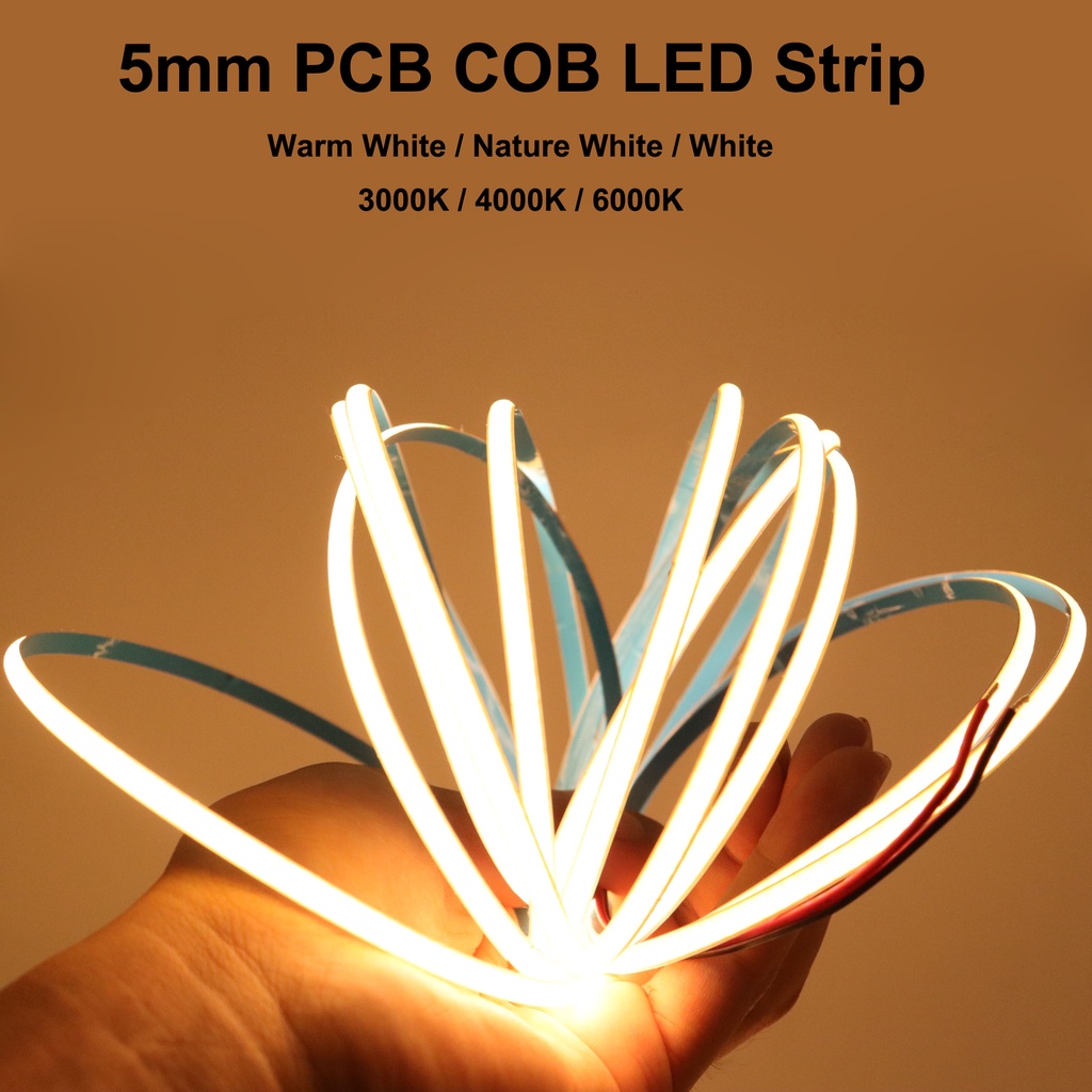 5mm 384LEDs/m Thin COB LED Strip Soft Flexible Bar Light Warm Cold ...