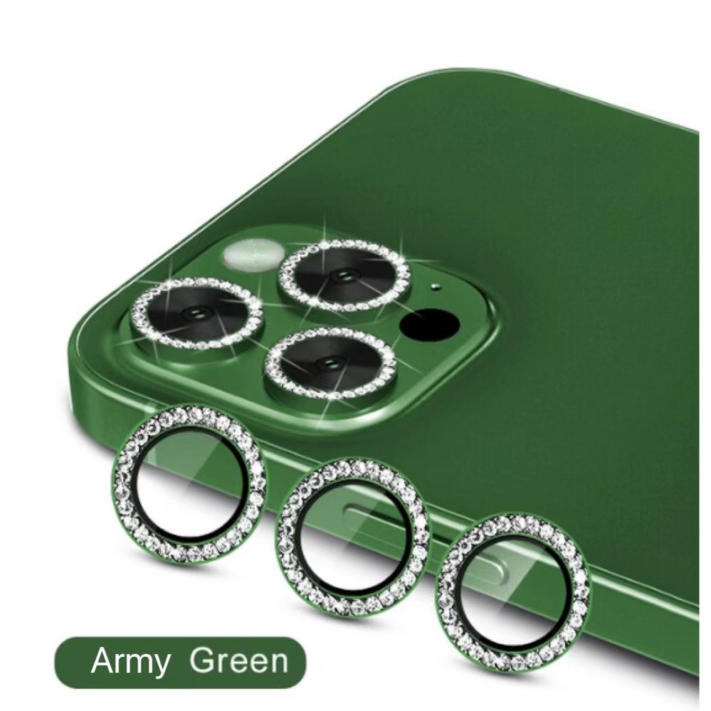 Premium Diamond Camera Lens Protector Glass Metal Ring Lens Film For ...