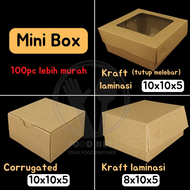 E-flute BOX 10x10x5 DUS KRAFT WINDOW DUS BAKPIA CONTAINER DUS KRAFT ...