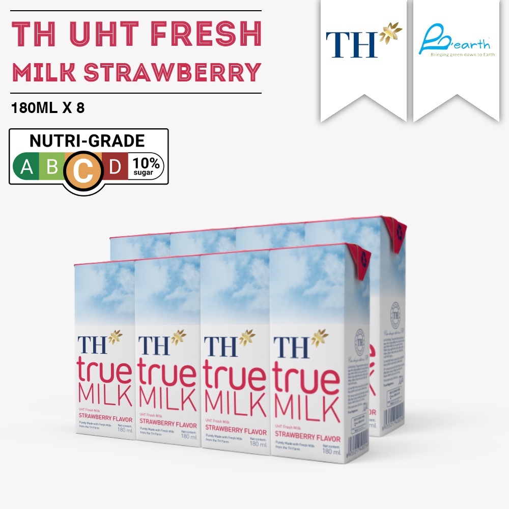TH True Milk UHT Strawberry Fresh Milk 8 X 180ML | Shopee Singapore
