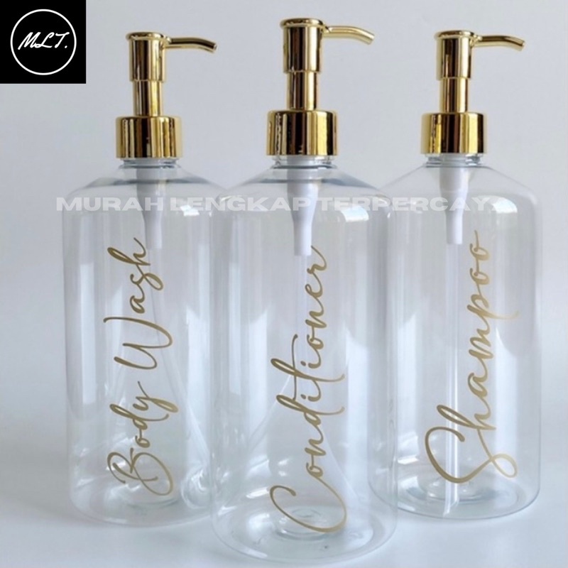 CLEAR BOTTLE 24 500ML GOLD LUXURY CLIP OIL PUMP LOCK AESTHETIC BOTTLE ...