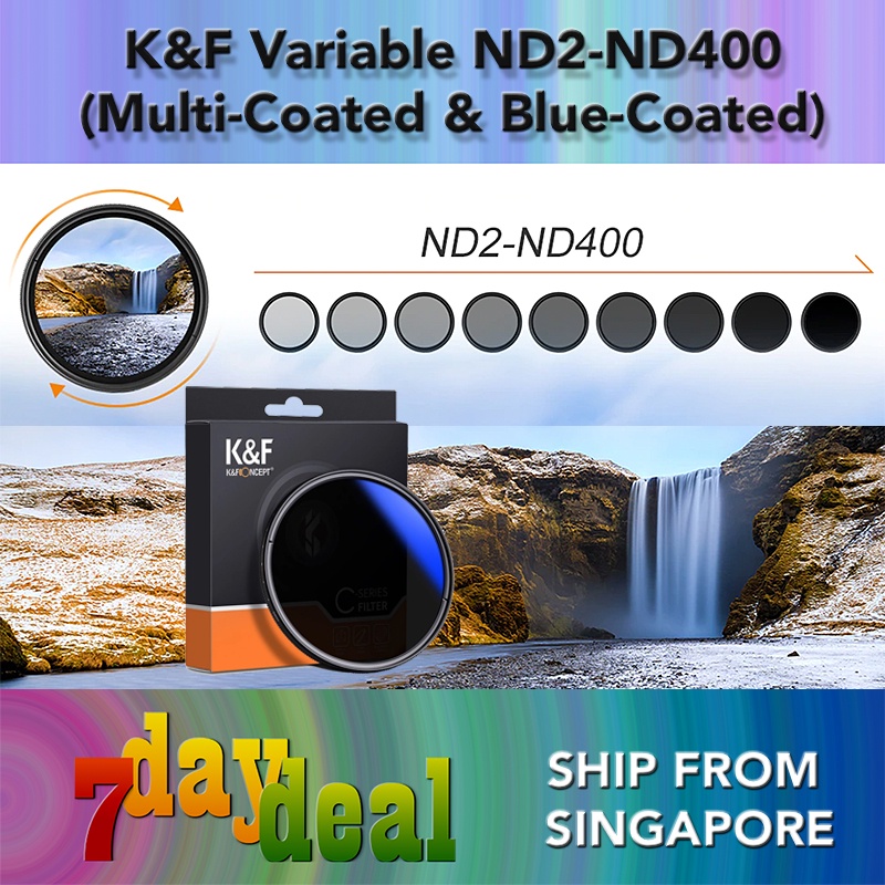 K&F Concept Variable ND2-ND400 Filter (Blue-Coated & Multi-Coated Fader ND) | Shopee Singapore