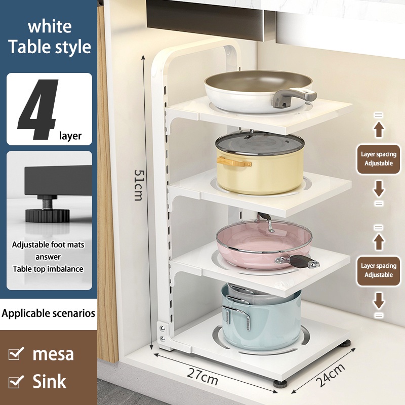 【SG】Adjustable Pot Rack Pot Organiser Under Sink Kitchen Sink Organiser ...