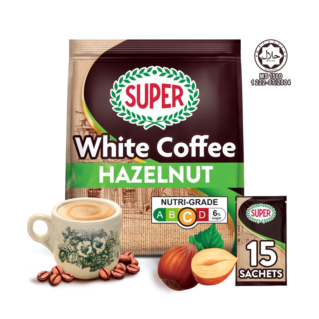 Super 3 in 1 Instant Charcoal Roasted White Coffee Satchets Hazelnut ...