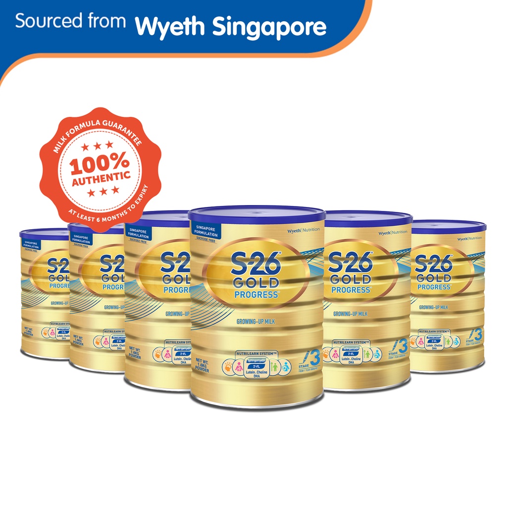[Bundle of 6] Wyeth®Nutrition S-26® Progress®GOLD® Stage 3 Growing-up Formula 1.6kg | Shopee ...