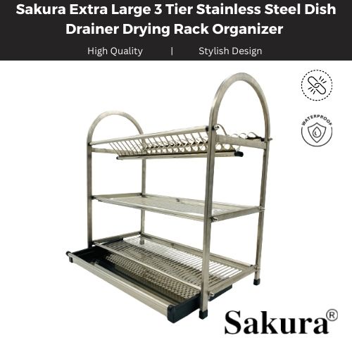 Sakura 3 Tier Stainless Steel Dish Drainer With Removeable Drainboard ...