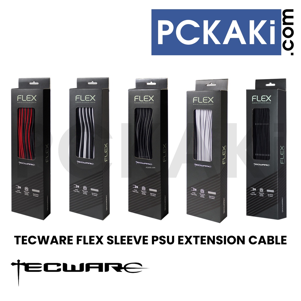 TECWARE FLEX PSU CABLE EXTENSION SLEEVES | INCLUDE CABLE COMBS BLACK ...