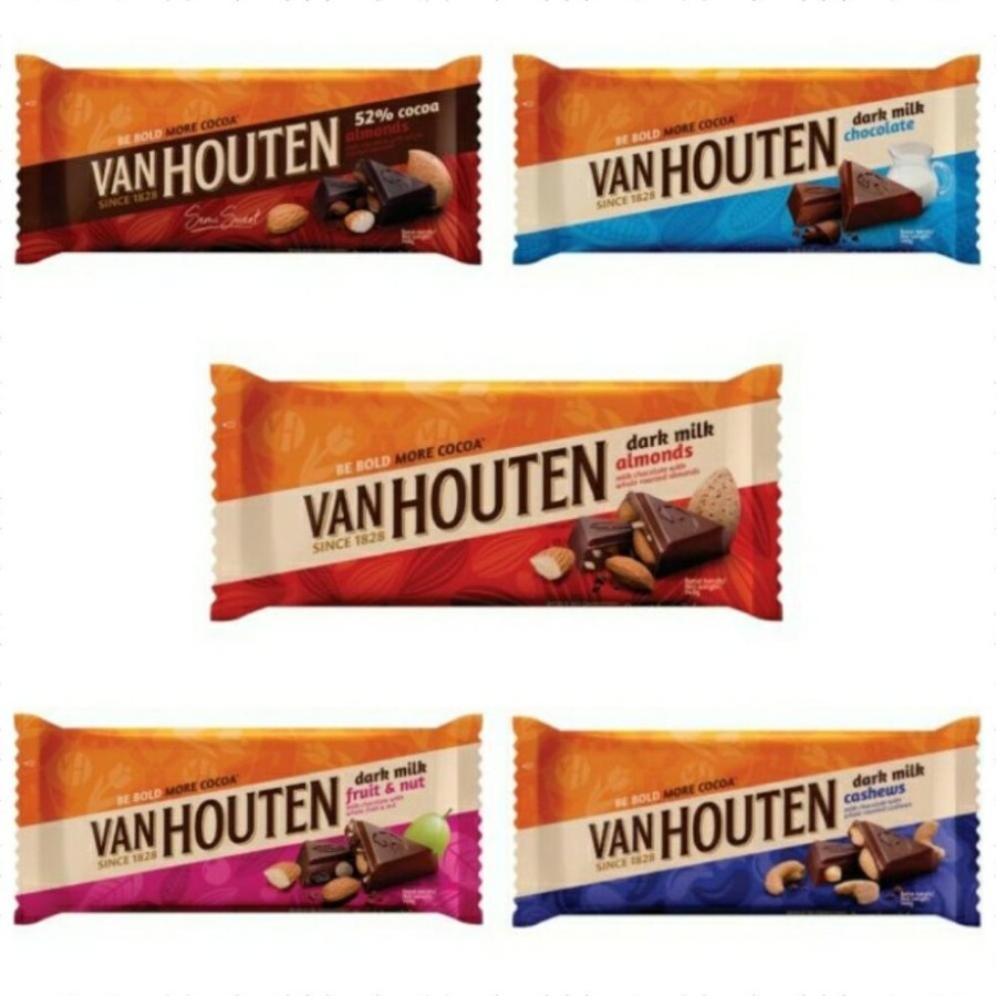 Van Houten Dark Milk Chocolate - Cashew - Fruit Nuts - Almonds 40 gr ...