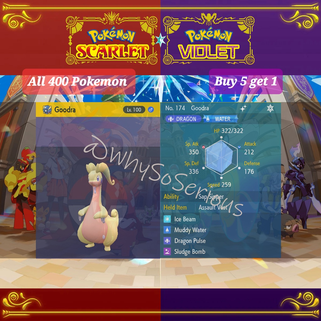 Nintendo Switch Pokemon Scarlet and Violet Shiny Battle Ready Goodra ...
