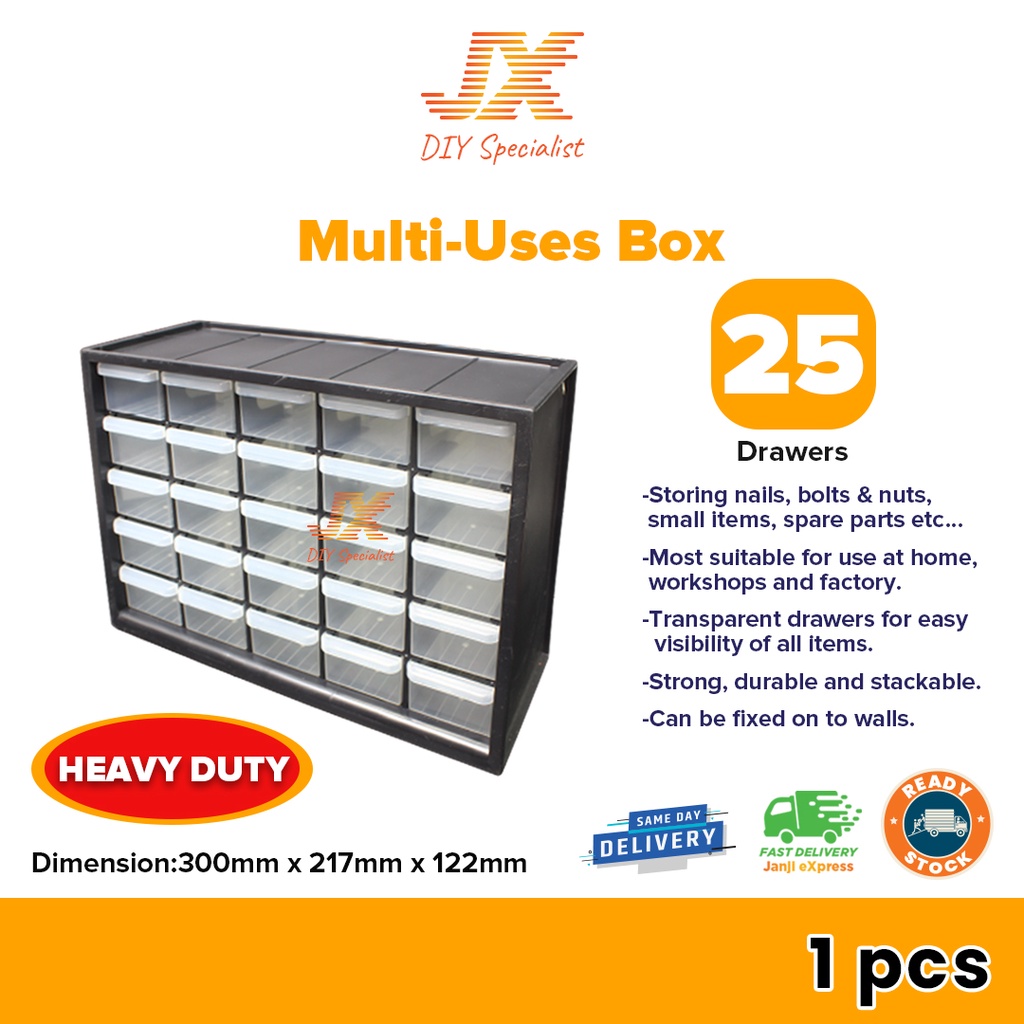 25 Multipurpose Small Item Accessories Storage Plastic Drawer Stackable ...