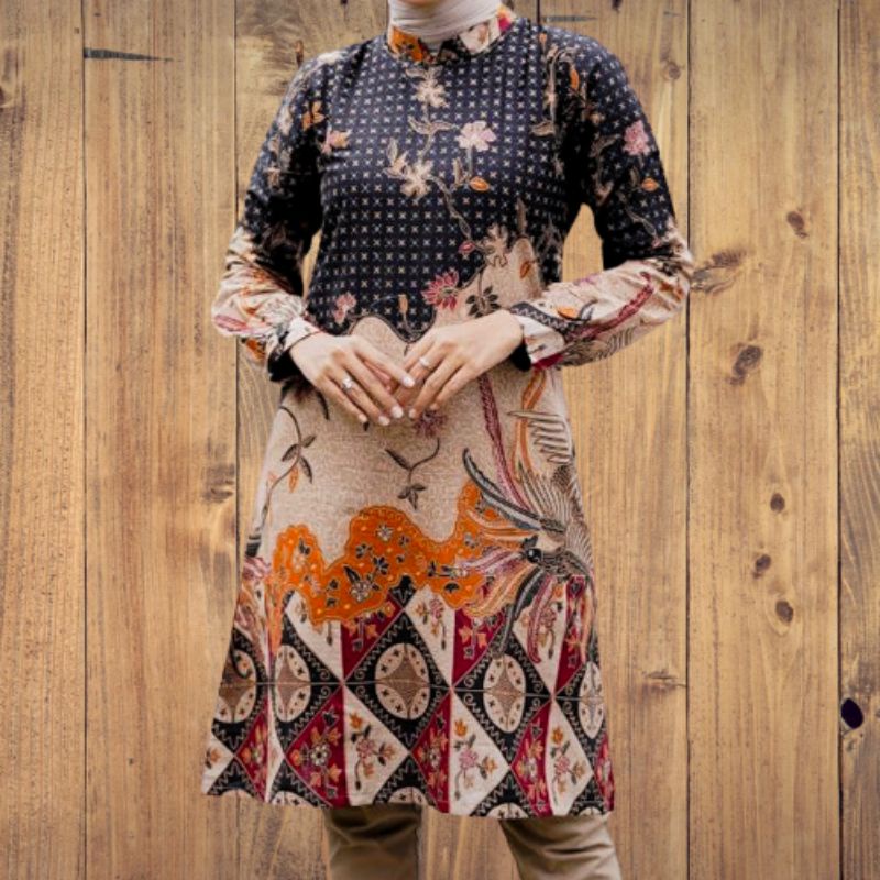 Original black chicken batik tunic arta batik super uniform batik ...