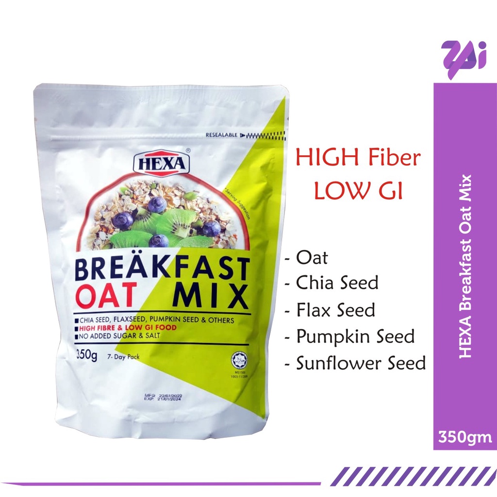 HEXA Campuran Oat dan Bijirin Sarapan-Breakfast Oat Mix (biji chia ...