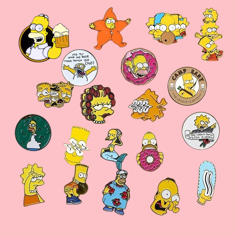 20 Styles The Simpsons Enamel Pins Funny Bart Simpson Lisa Homer TV ...