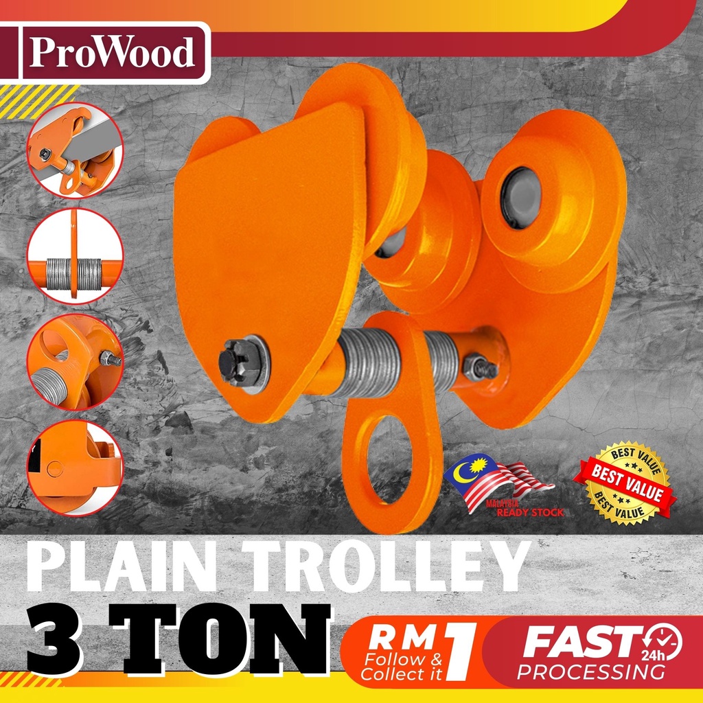 3 TON Heavy Duty Plain Trolley For Chain Block Electric Hoist Roller ...