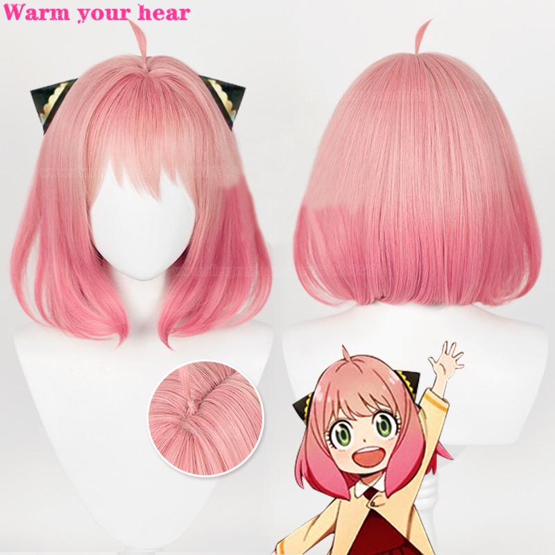 Spy X Family Anya Forger Cosplay Wig Short Pink Gradient Ombre Wig Heat ...