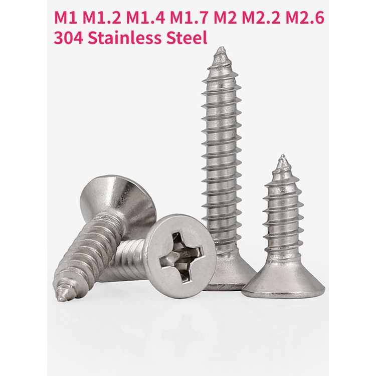 M1 M1.2 M1.4 M1.7 M2 M2.2 M2.6 304 Stainless Steel Cross Countersunk ...