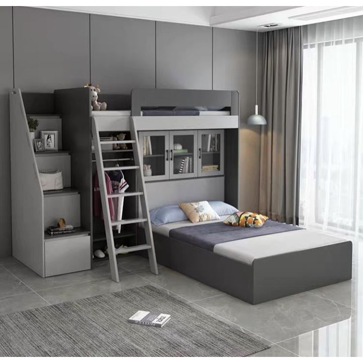 【Pro One Project】Loft Bed with Storage Bed & Book cabinet below (K0237 ...