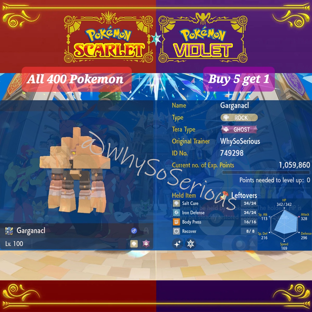 Pokemon Scarlet and Violet Shiny Battle Ready Garganacl (Digital code ...