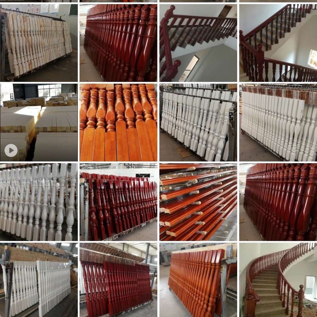 Solid Wood Stairs Armrest Stair Column Bay Window Balcony Fence Railing ...