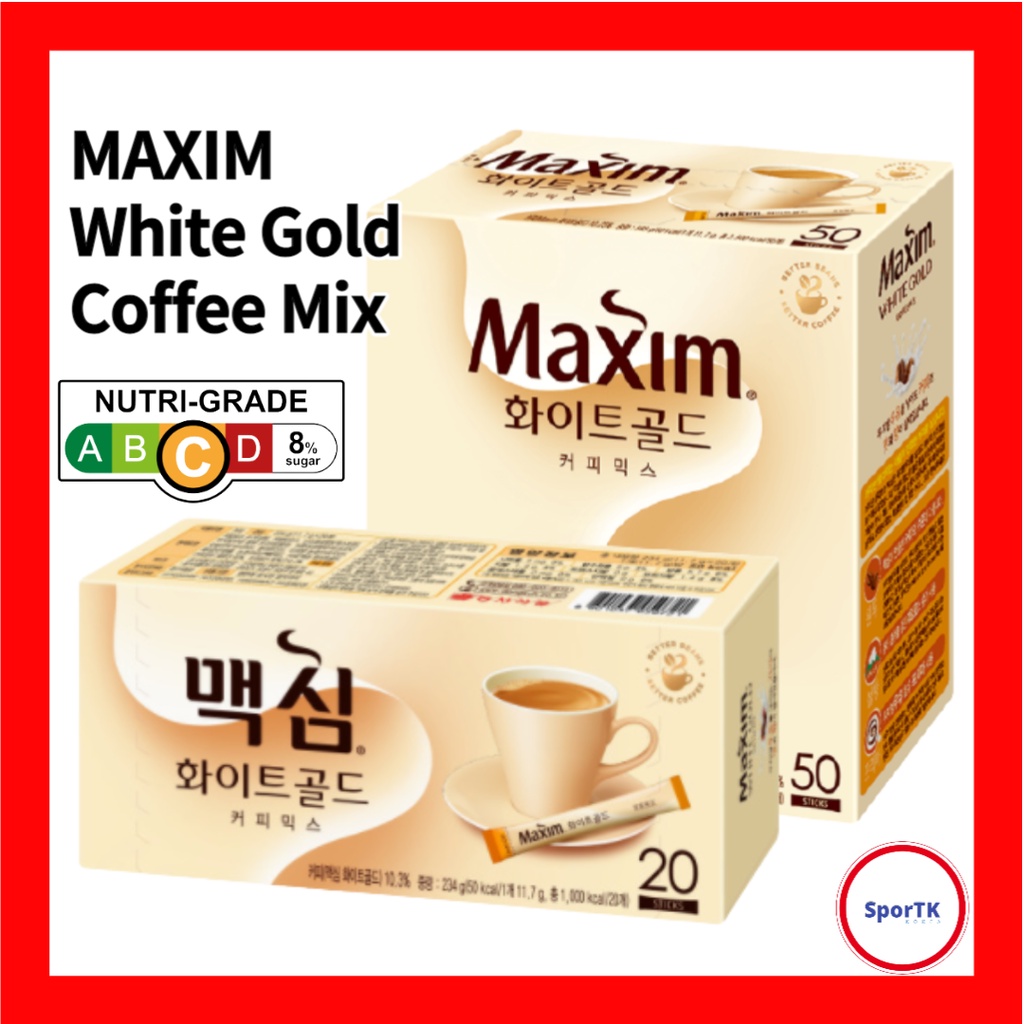 MAXIM White Gold Coffee Mix 20T/50T Korean Instant Coffee | Shopee ...