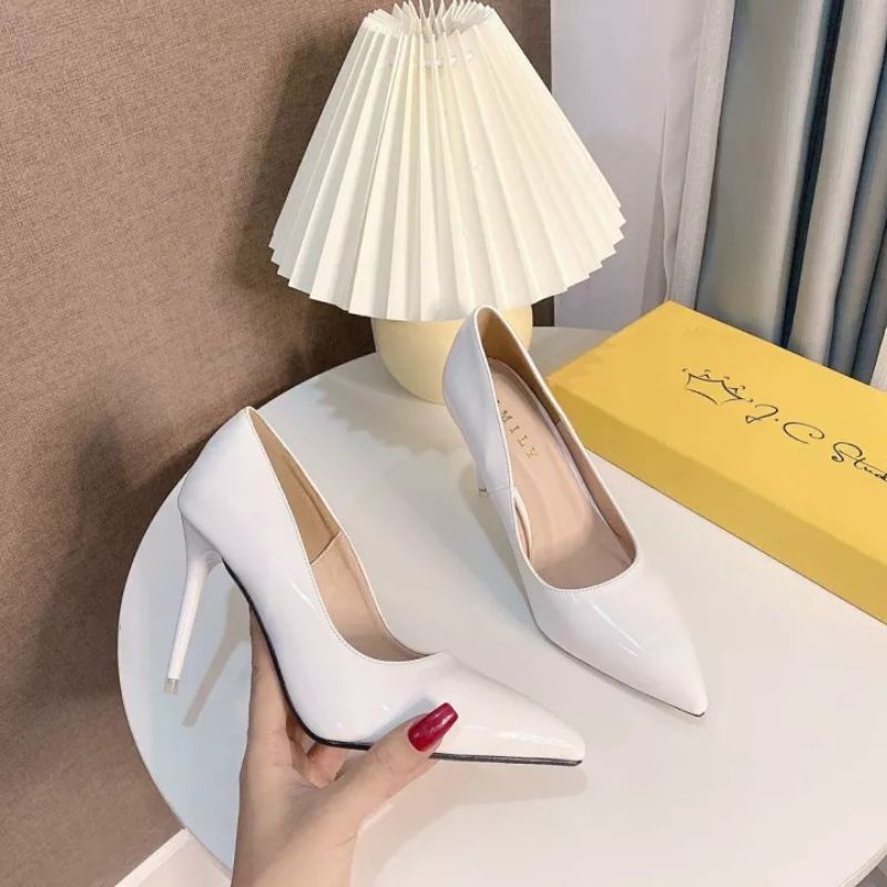Office High Heels, Glossy Leather, 8 Inch Pointed Heels | Shopee Singapore