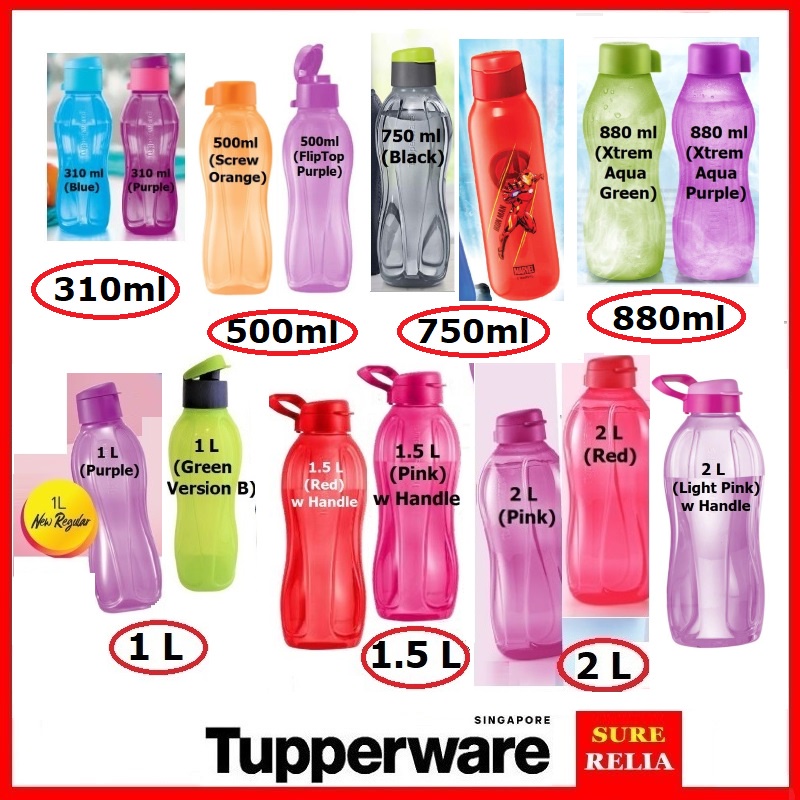 SG Local Authentic Tupperware Water Bottle 310ml 500ml 750ml 880ml 1L 1 ...