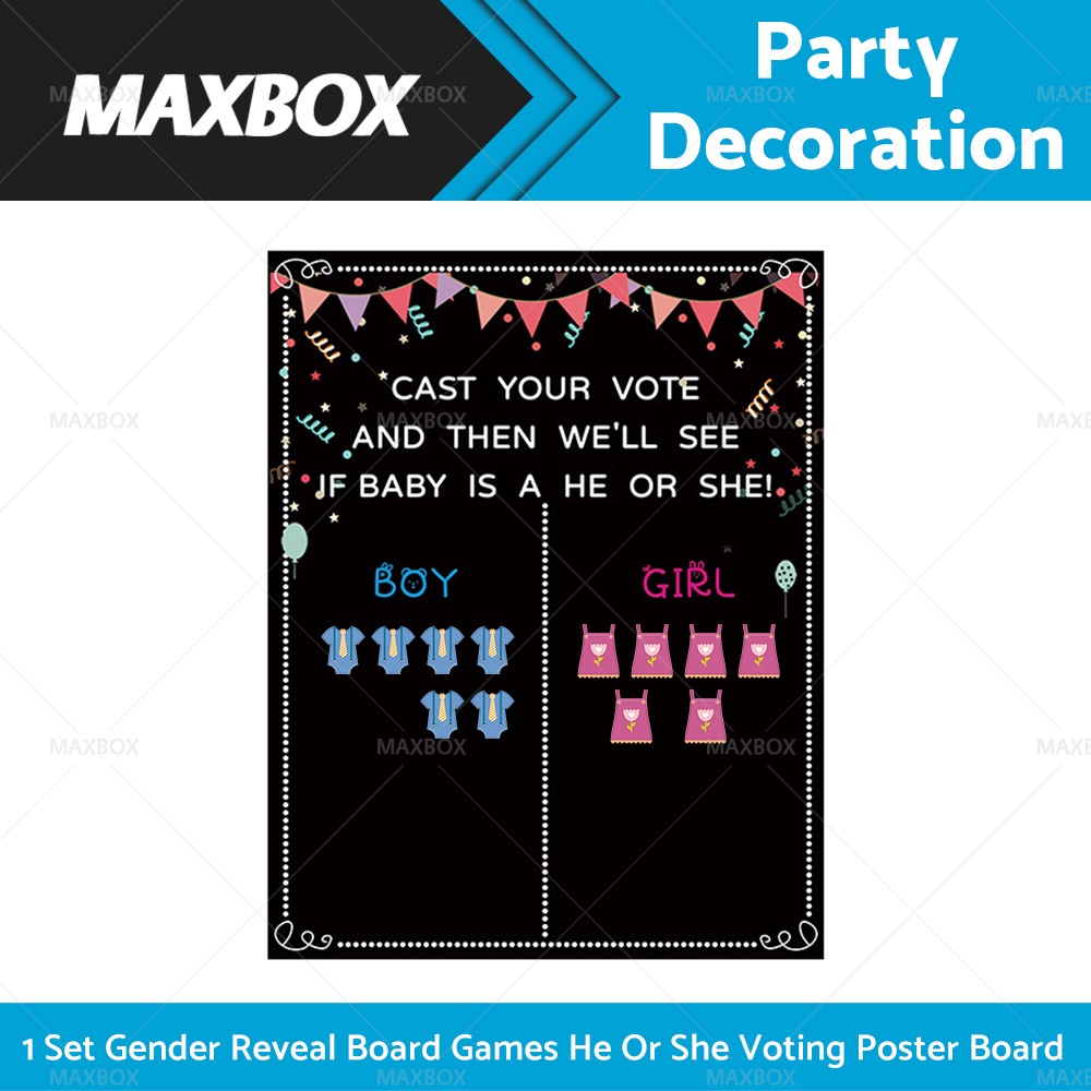 1 Set Gender Reveal Board Games He Or She Voting Poster Board With ...